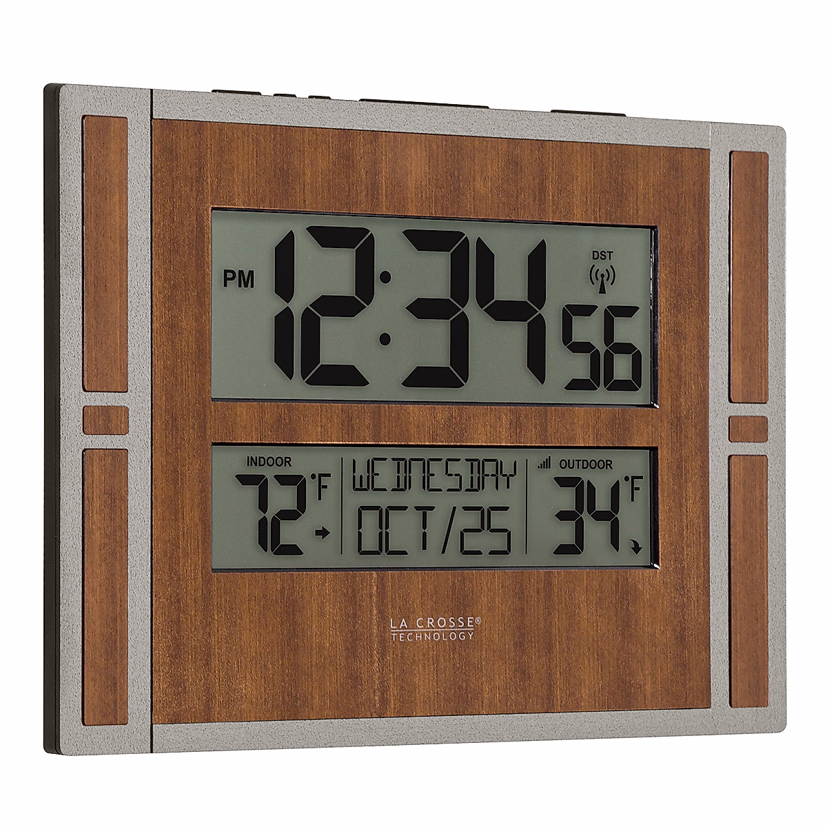 La Crosse Technology BBB86088 Atomic Digital Wall Clock with Indoor & Outdoor Temperature