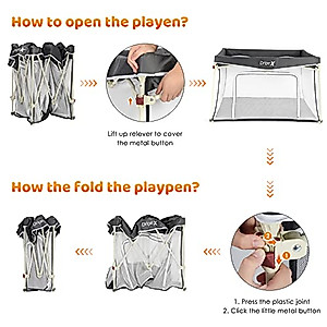 Foldable Playpen, Dripex Baby Playpen with Mat, Collapsible Baby Playpen, Playpen for Babies and Toddlers, 43" x 43" Baby Play Yard for Indoor&Outdoor