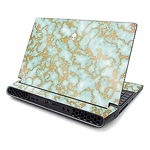 MightySkins Glossy Glitter Skin Compatible With Alienware Area-51M 17" (2019) - Golden Jade | Protective, Durable High-Gloss Glitter Finish | Easy to Apply, Remove, and Change Styles | Made in The USA