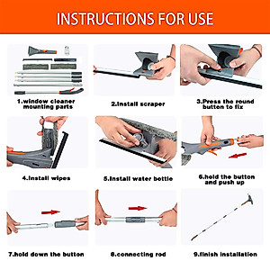 Extendable Window Squeegee with Spray, 3 in 1 Window Squeegee Cleaner, 76'' Window Cleaning Equipment Kit for Indoor/Outdoor High Window(2 PAD)[2022 Upgrade]