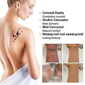 Tattoo Cover Up,Waterproof Invisible Concealer Body Leg Bruise Stretch Scar Dark Spots Vitiligo Skin Makeup Waterproof,Professional Long Lasting Tattoo Cover Up Suitable for Men and Women,2 Colors/Set