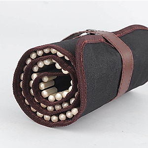 1 Pack Colored Pencils Roll 48 Slot Canvas Pencil Organizer Bag Wrap Multi Use Roll Up Pencil Case Pencil Pouch Holder Rollable Pouch for Painter Artist School Office Travel (Black)