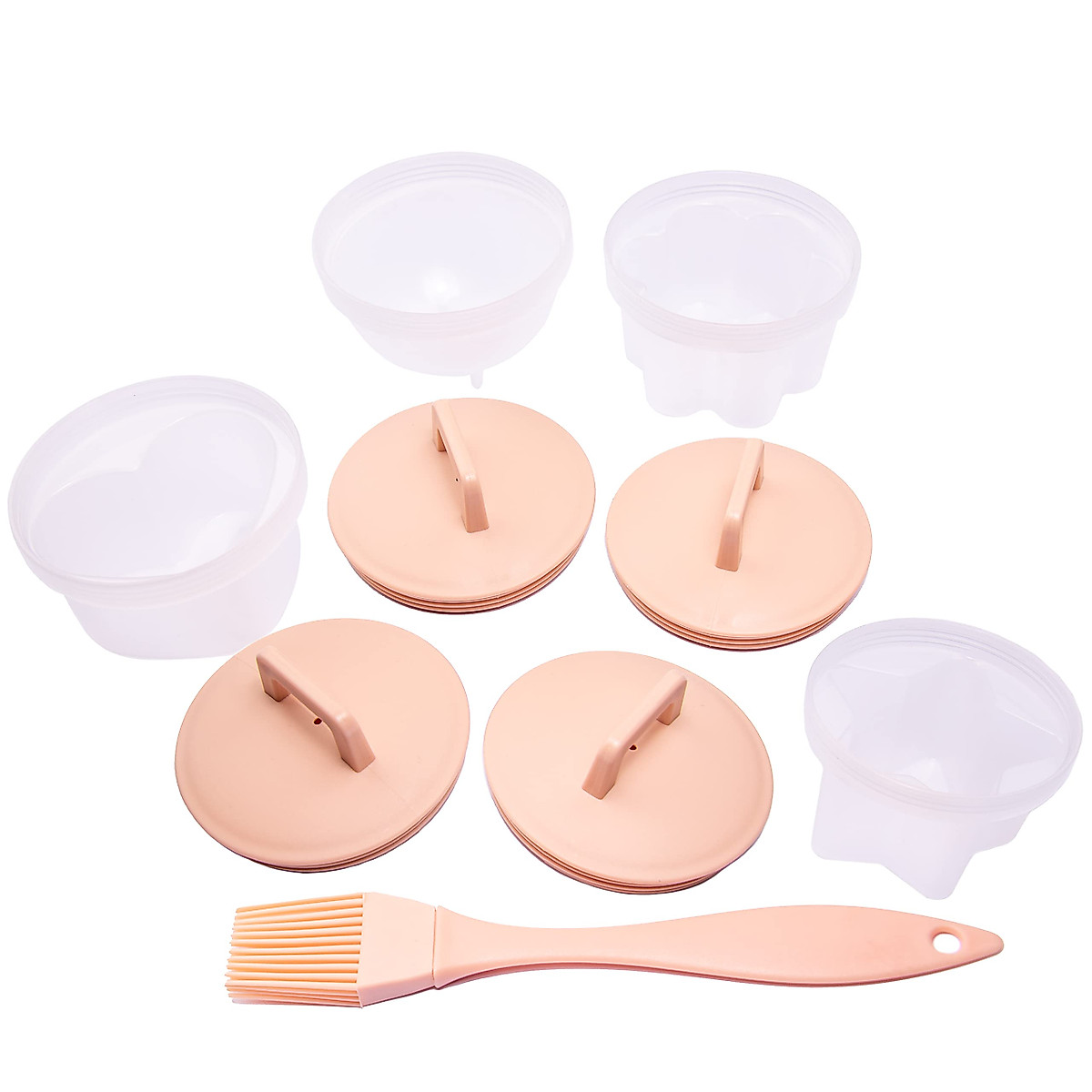 Egg poacher cups - microwave egg poacher - stovetop hard boiled egg mold – soft boiled egg holder - jello cups with lids – pink set of 4 + oil brush