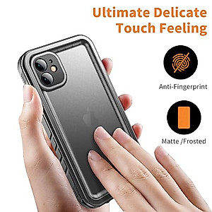 Cozycase Compatible with Waterproof iPhone 11 case, Built-in Screen Protector, Full-Body Rugged Bumper Sealed Case Cover, Shockproof Dustproof Waterproof Case for iPhone 11 6.1 inch (Black)