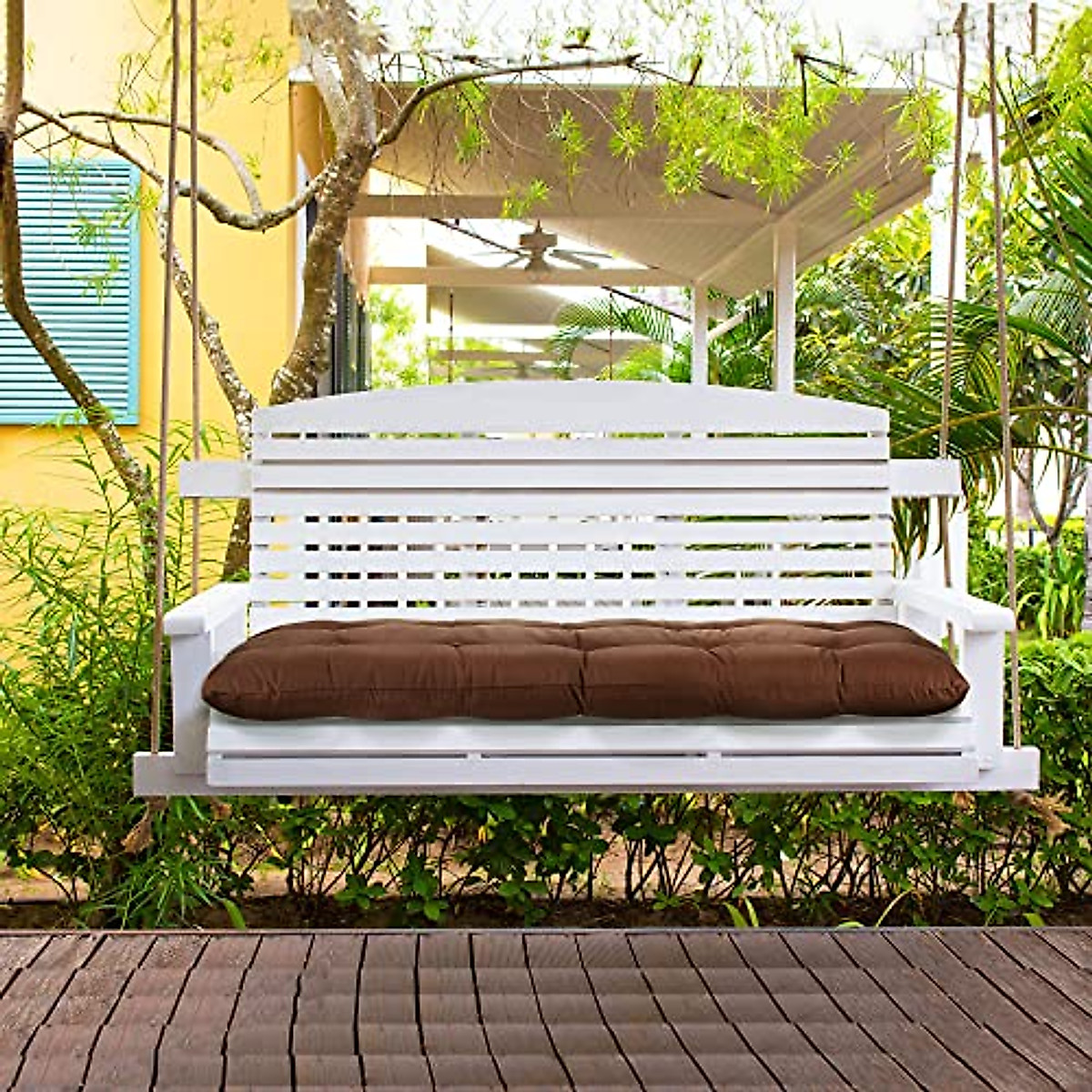 Famvos Tufted Bench Cushions for Patio Furniture, 44x19 inches Outdoor Patio Swing Cushions for Indoor/Outdoor Loveseat Chairs