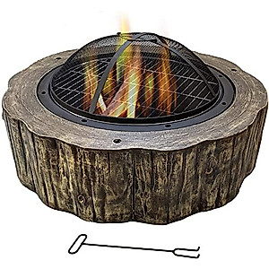 LEAYAN Garden Fire Pit Grill Bowl Grill Barbecue Rack Fire Pits Bowls,for Garden Wood Burning BBQ with Grill and Lid Cast Iron Outdoor Firepit for Log Burning for Patio Camping Waterproof 80cm