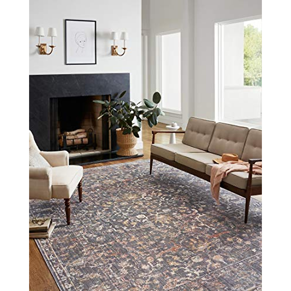 Loloi Chris Loves Julia x Rosemarie Collection ROE-04 Graphite/Multi 7'-10" x 10' Area Rug