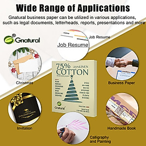75% Cotton 25% Linen Paper, 85gsm Inkjet Printing Paper, 8.5"x11" Ivory Color Resume Paper,100 Sheets Won't Get Wet Cotton Paper