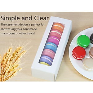 PQZKLDP 16Packs White Macaron Gift Boxes for 6 to 8 Macarons with Clear Window Cookie Packaging Box for Chocolate, Truffles Cake,Desserts,Mini Cupcakes, MuffinsHome X158