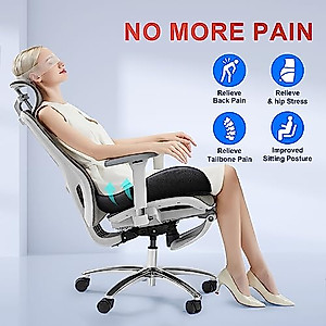 Benazcap X Large Memory Seat Cushion for Office Chair Ergonomic Cushions Pad Pillow for Pressure Relief Sciatica & Pain Relief Memory Foam for Long Sitting for Gaming Chair and Car Seat Black