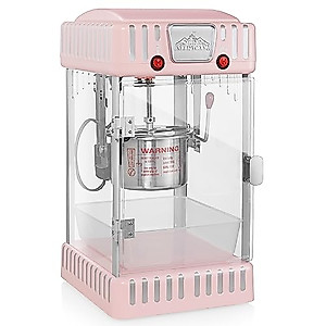 Olde Midway Retro-Style Popcorn Machine with 2.5-Ounce Kettle, Vintage Tabletop Popper, Pink