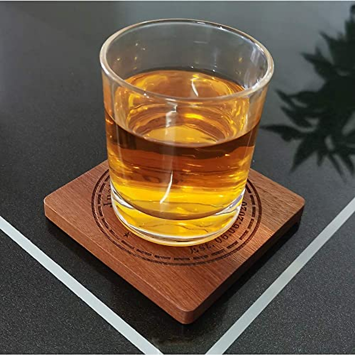 Personalized Coasters, Custom Engraved Wood Coasters for Drinks, Monogram Coasters with Holder, Wedding Gifts, Parents Gifts (M)