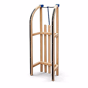 Vispronet Decorative Wood Sled – 39in Snow Sled – Outdoor Decorative Sled with Solid Wood Seat and Pulley Rope – Laminated Beach Wooden Frame – Holds Up to 200lbs