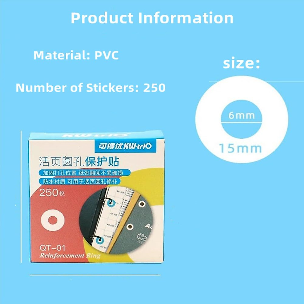 Hole Punch Reinforcers Stickers DIY Production PVC Waterproof Simple Reinforcement Labels for DIY Photo Albums Decoration Notebook Stickers (Transparent)