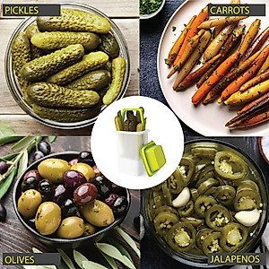 Pickle Storage Container with Strainer Insert, Food Saver (Green Lid) - by Home-X