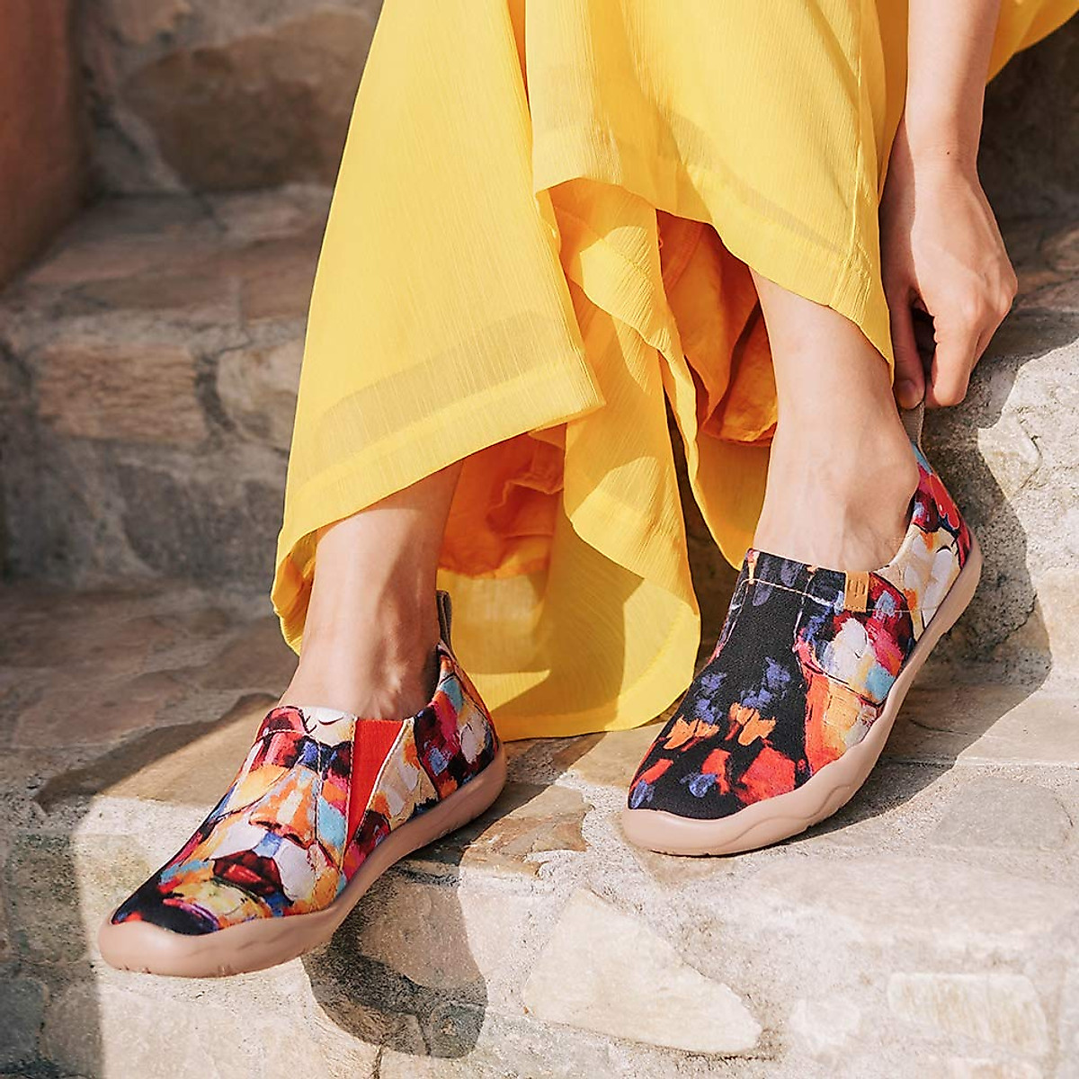 UIN Women's Slip Ons Canvas Lightweight Flats Sneakers Walking Casual Loafers Comfortable Art Painted Travel Shoes Artwork in Progress (10)