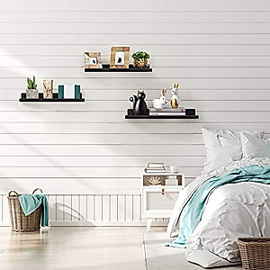 16 Inch Black Floating Shelves Set of 3, Picture Ledge Wall Mount Shelf for Bedroom, Living Room, Office, Kitchen