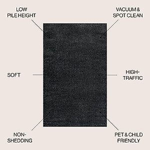 JONATHAN Y SEU100I-8 Haze Solid Low-Pile Indoor Area-Rug Casual Contemporary Solid Traditional Easy-Cleaning Bedroom Kitchen Living Room Non Shedding, 8 ft x 10 ft, Black