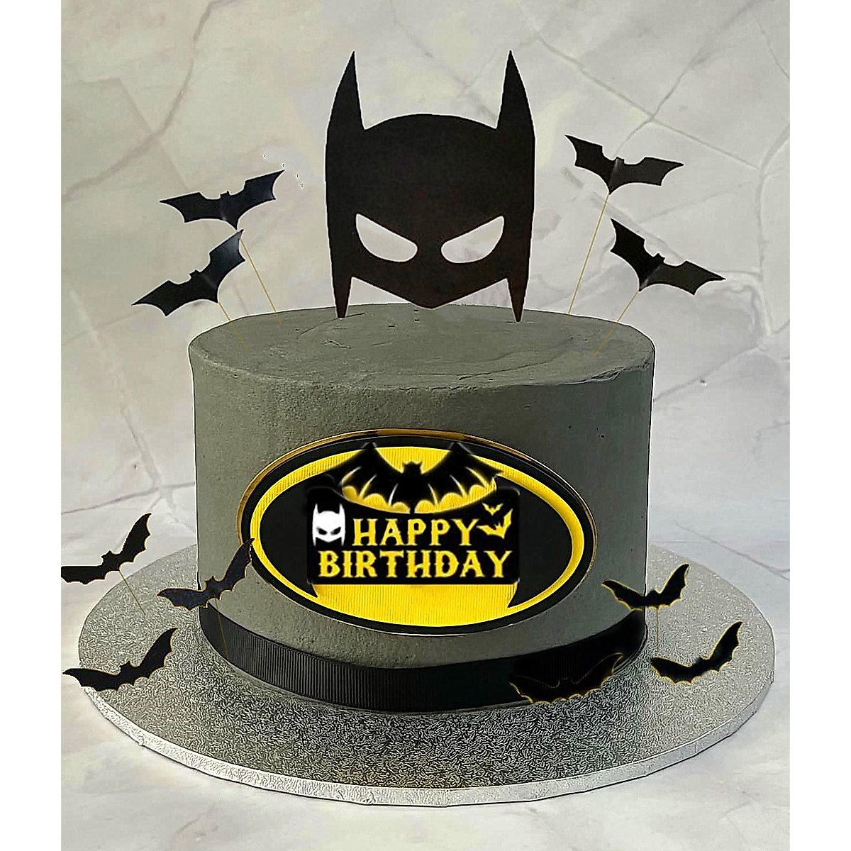 GallaRato Superhero Bat Birthday Cake Topper Man Boy Happy Birthday Cake Decorations for Bat Hero Themed birthday Party Supplies Bat Birthday Decor