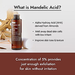 BY WISHTREND Mandelic Acid 5% Skin prep Water, Gentle Skin Renewal, Korean Exfoliator, Aha Bha Toner, for Sensitive Skin, Helping clogged pores, Glow up (4.1 Fl Oz (Pack of 1))