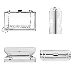 Linkidea Transparent Acrylic Bag, Women Clear Clutch Purse, Evening Lady Wedding Party Shoulder Crossbody Handbag with Replacement Chain Strap, 2 Pack