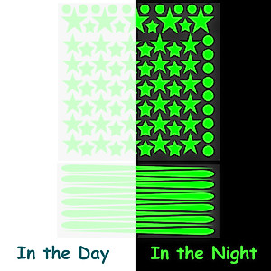 Glow in The Dark Stars for Ceiling or Wall Stickers - Glowing Wall Decals Stickers Room Decor Kit - Galaxy Glow Star Set and Solar System Decal for Kids Bedroom Decoration