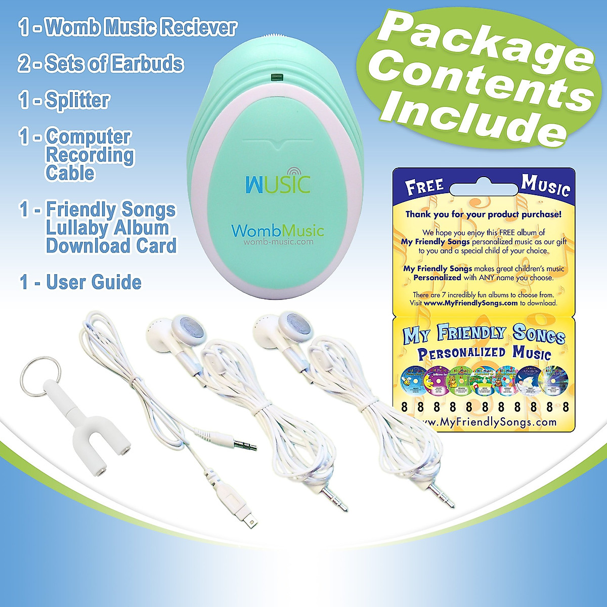 Wusic Premium Pregnancy Pack - Get The Womb Music Bluetooth Baby Belly Speaker and Baby Heartbeat Monitor in This Great Combo prenatal Pregnancy Gift Package.