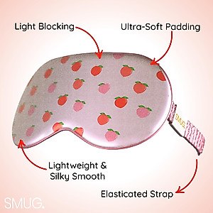 SMUG Satin Sleep Mask & Eye Mask | Travel Sleep Masks for Women & Men | Soft Sleeping Eye Mask to Nourish Skin & Reduce Dark Circles | Eye Sleep Mask Shades to Block Out Light Peachy