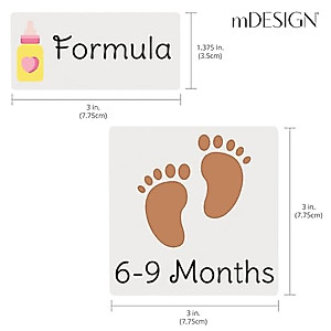mDesign Home Organization Labels, Preprinted Label Stickers for Nursery/Playroom Storage and Cleaning, Household Organizing for Jars, Canisters, Containers, Bins, or Boxes, 24 Count, Clear/Black/Image