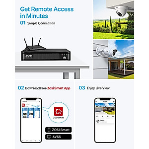 ZOSI H.265+ 1080p Home Security Camera System Indoor Outdoor, 5MP Lite CCTV DVR 8 Channel and 8 x 1080p Weatherproof Surveillance Bullet Dome Camera, Remote Access, Motion Detection (No Hard Drive)