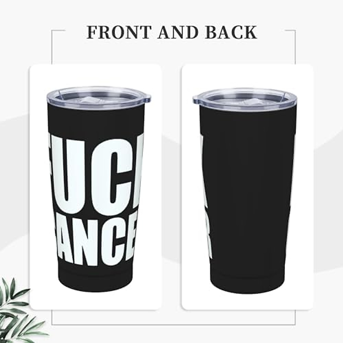 QIANGLAI Fuck-Cancer Stainless Steel Insulated Drinking Sport Cup Coffee Mug 20 Ounce with Lids and Straws