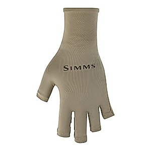Simms Bugstopper SolarFlex Sunglove with Insect Shield, UPF 50+ Outdoor Fishing Gloves, Stone, Large