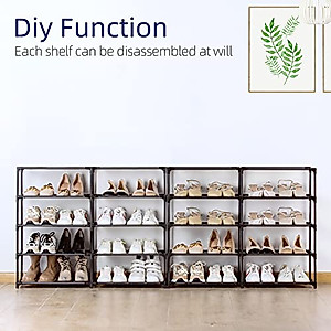 HODYANN 10 Tiers Shoe Rack, 40 Pairs Shoe Rack Organizer, Space Saving Non-Woven Fabric Large Metal Shoe Shelf, Stackable Shoe Rack for Closet, Black (Black10-D)