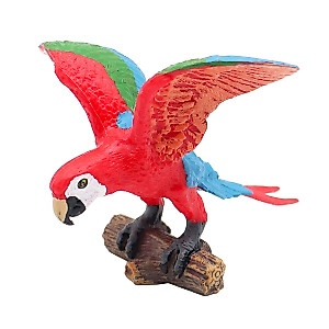 3.9 Inch Lifelike Feathered Birds Red-and-Green Macaw Feather Parrot Artificial Macaw for Modern Home Garden Zoo Ornament Decoration Colorful Christmas Model