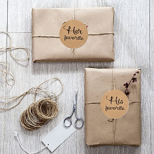 80-Pack- 2” Kraft his Favorite & her Favorite Wedding Stickers, Rustic Wedding Favor Stickers Labels