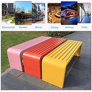 ARMERI Outdoor Garden Bench, Contemporary Armless Metal Park Bench 100/120/150/180cm for Outdoor Beach, Patio, Pool, Lawn, Outdoor Furniture, Park Bench,Black,180x40x45cm