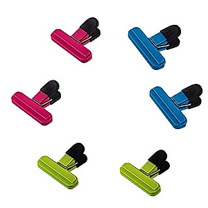 ORIJOYNA 6 Pcs Heavy Duty Chip Bag Clips - Plastic Air Tight Seal Grip Assorted Colors for Crisp Coffee, Snacks, and Bagged Food