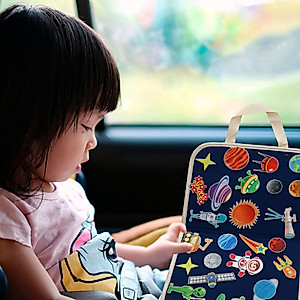 Craftstory Kids Solar System Toys Travel Felt-Board for Toddler, 25 Pieces Planets Space Flannel Board Story Set for Preschool Early Learning Storytelling Activity Interactive Play Gifts for Ages 3+