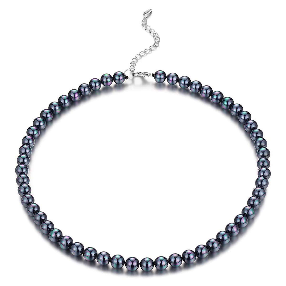 Beaded Strand Pearl Choker Necklace - Fashion Jewelry Birthday Gifts For Women(22-8mm Black)