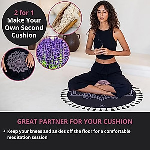 Aila Meditation Pillow Set With Mat & Extra Cushion Cover – Luxurious Meditation Accessories Spiritual Decor Round Zafu Cushion Meditation Chair – Meditation Floor Pillow for Women Yoga and Meditation