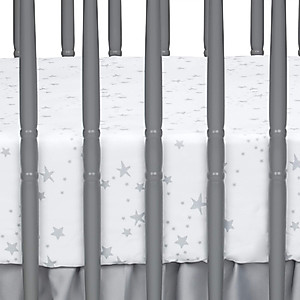 Lambs & Ivy Luna White/Gray Stars 100% Cotton Baby Fitted Crib Sheet, 28” x 52” (740006B)