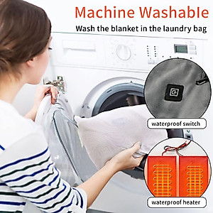 Ourea USB Heated Blanket, 50" x 60" Throw Portable, Soft Milk Velvet Electric Blanket Battery Operated with 3 Heating Levels, with USB Charger and Battery Pack, Machine Washable (Grey)