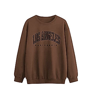Aniwood Crewneck Sweatshirts for Teen Girls Vintage Women Graphic Crewneck Sweatshirt Y2k E Girl Aesthetic Vintage Printed 90s Streetwear Casual Long Sleeve Tops Pullover