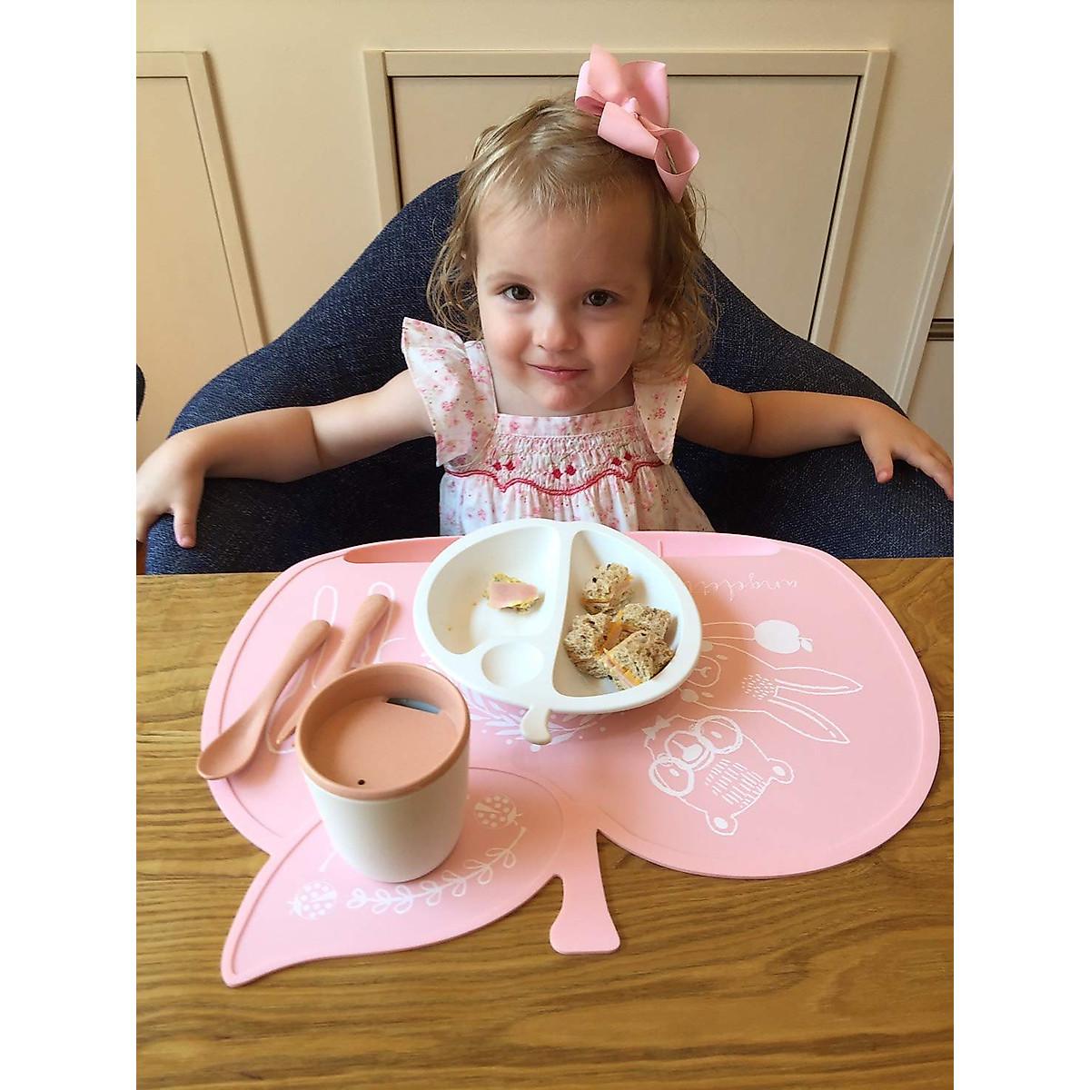 angelette Silicone Placemat for Baby and Toddler, Food Catcher placemat, Non Slip Placemats for Kids, Cute Placemat/Food Grade Silicone - Free of BPA