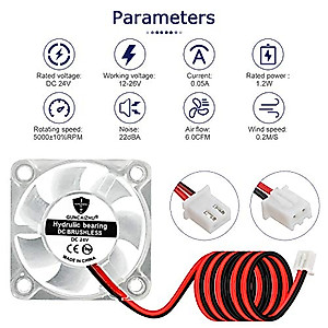 MakerHawk 40 40 10 Fan 24V Hydraulic Bearing Brushless Cooling Fan RGB LED DC 4010 40x40x10mm 0.05A for 3D Printer, PC, Case, CPU