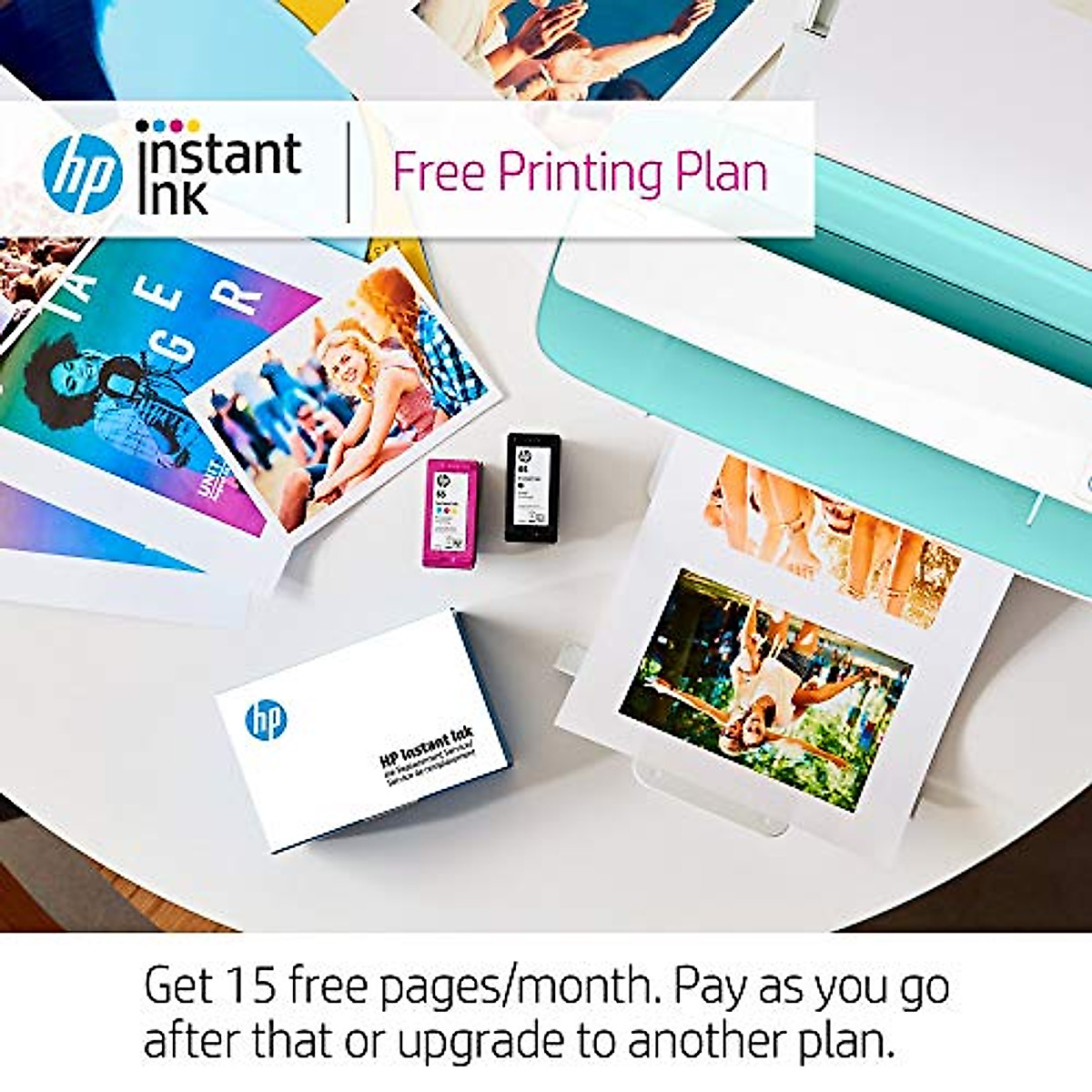 HP DeskJet 3755 All-in-One Wireless Printer - Instant Ink Ready, Mobile Printing, Best Printer for Home and Office, Scanner, Copy, Fax, Inkjet with Built-in Wifi, J9V90A - Blue Accent (Renewed)