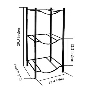 5-Gallon Water Bottle Holder – 3-Tier Water Bottle Organizer for 5-Gallon Jugs – Gallon Water Jug Storage Rack for Kitchen, Pantry, Bar – Cast Iron Water Jug Holder with Removable Tiers