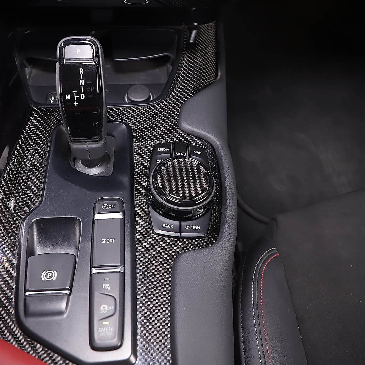 Daeiclru Soft Carbon Fiber Central Control Multimedia Knob Cover Trim Fit for Toyota Supra GR A90 A91 MK5 2019-2022, Car Multimedia Knob Switch Button Cover Trim (Black)