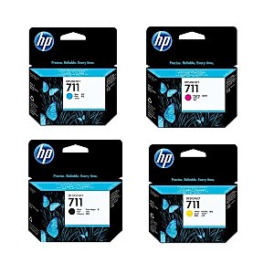 HP 711 Ink Cartridge Set Includes 80ml Black, 29ml Cyan,29ml Magenta,29ml Yellow
