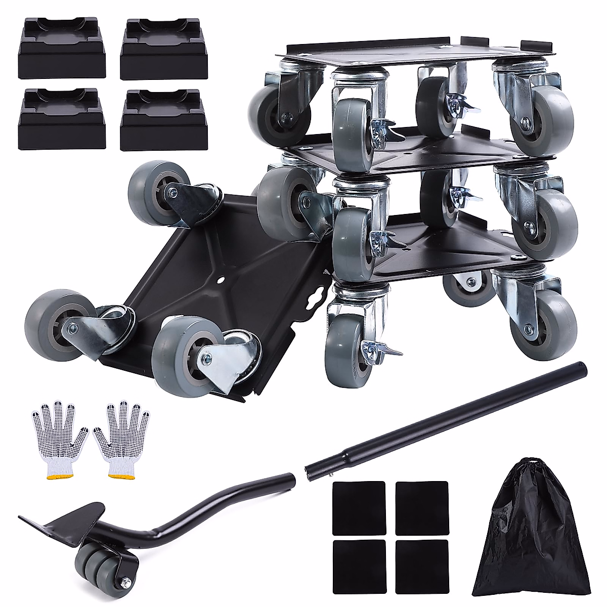 LOYAL TIGER Furniture Dolly,Furniture Mover Pro Set,Furniture Lifter with 4 360° Rotatable Rubber Universal Wheels，Carbon Steel Panel Furniture Movers，Maximum Load 2645LBS.